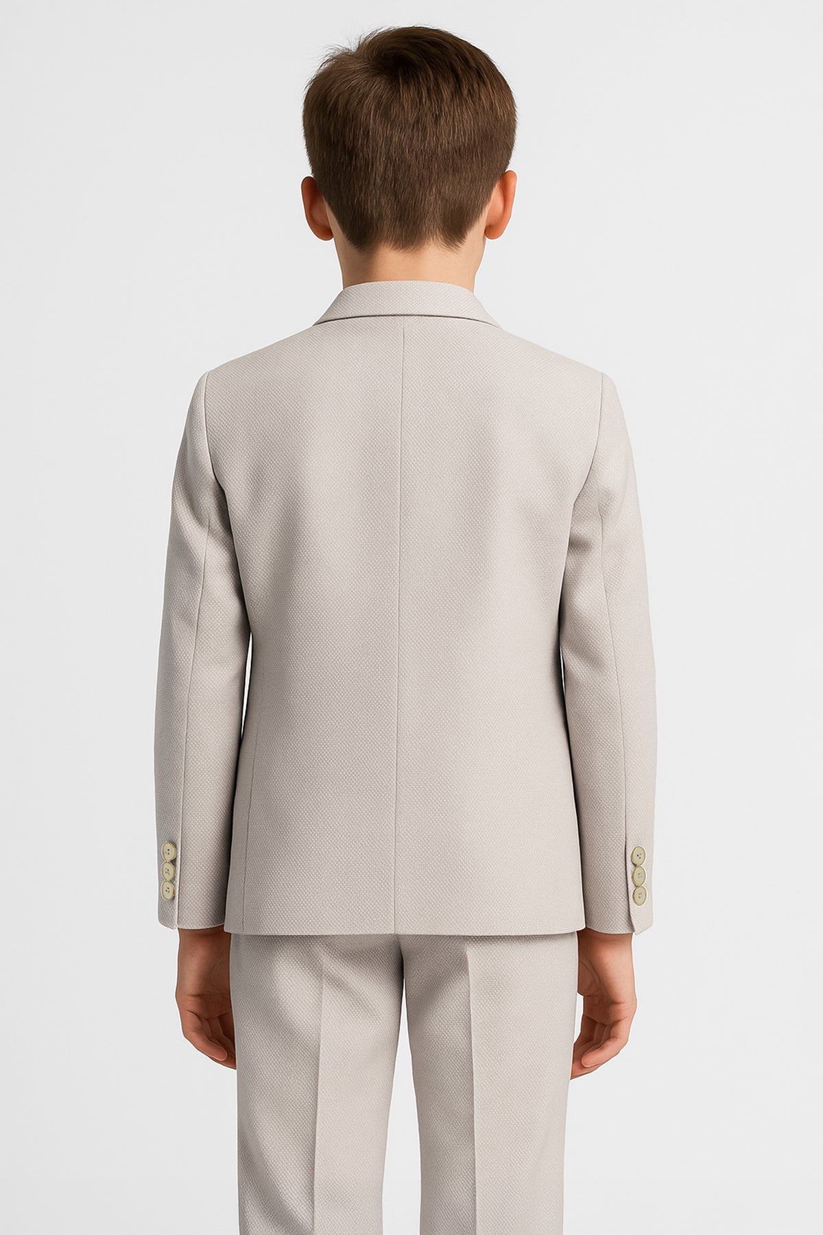 Boys 5PC Textured Suit – Double-Breasted Waistcoat | Sirri