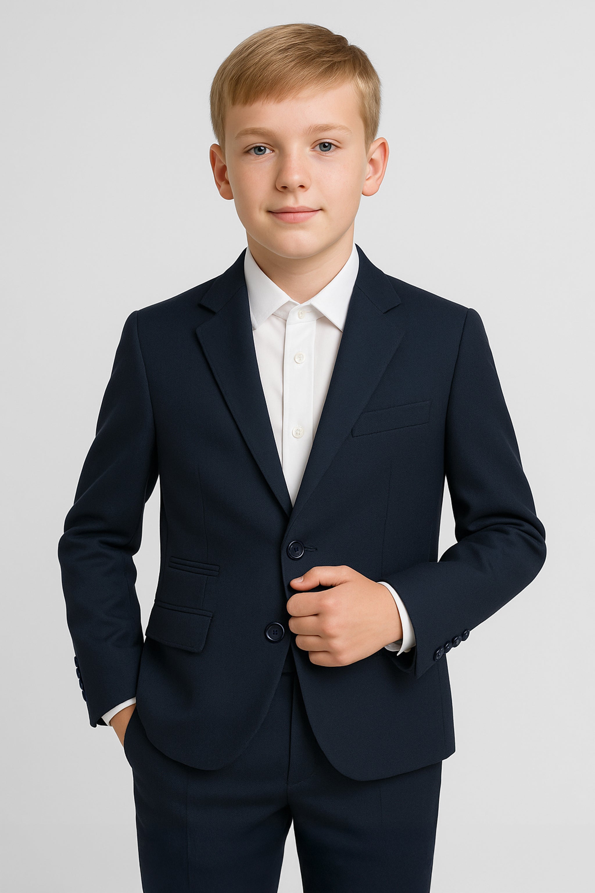 Boys’ Twill 2-Piece Formal Suit in Black, Navy, Blue | Sirri