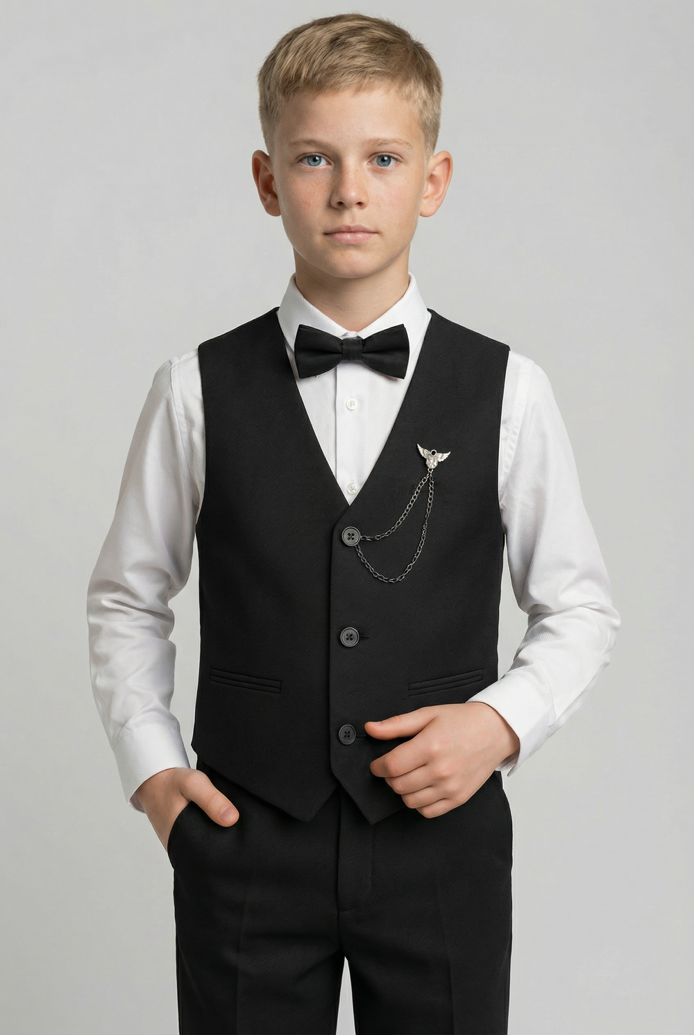 Boys Formal 4PC Suit Set for Weddings Black | Sirri