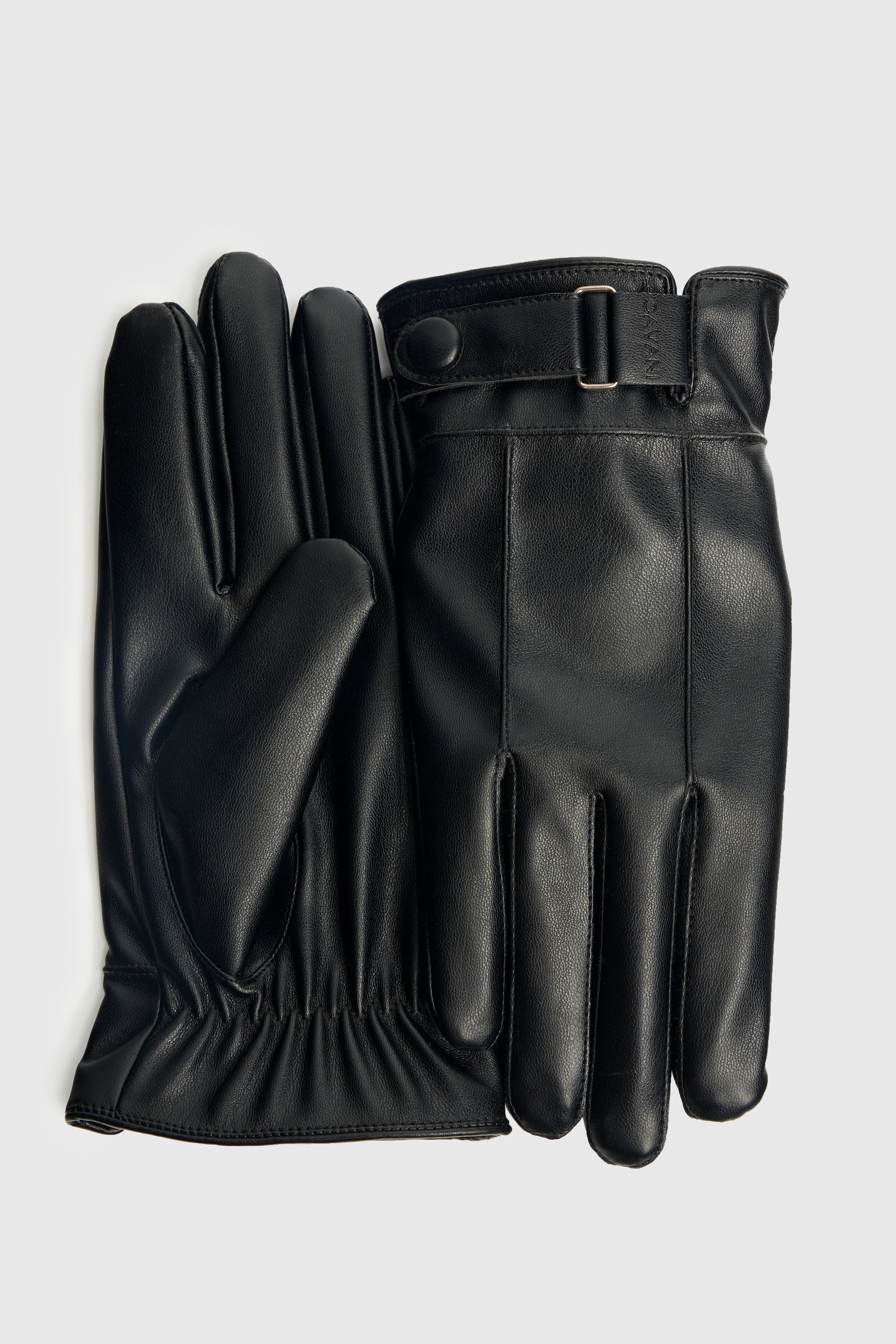 Men’s Leather Gloves with Buckle Strap in Black | Sirri
