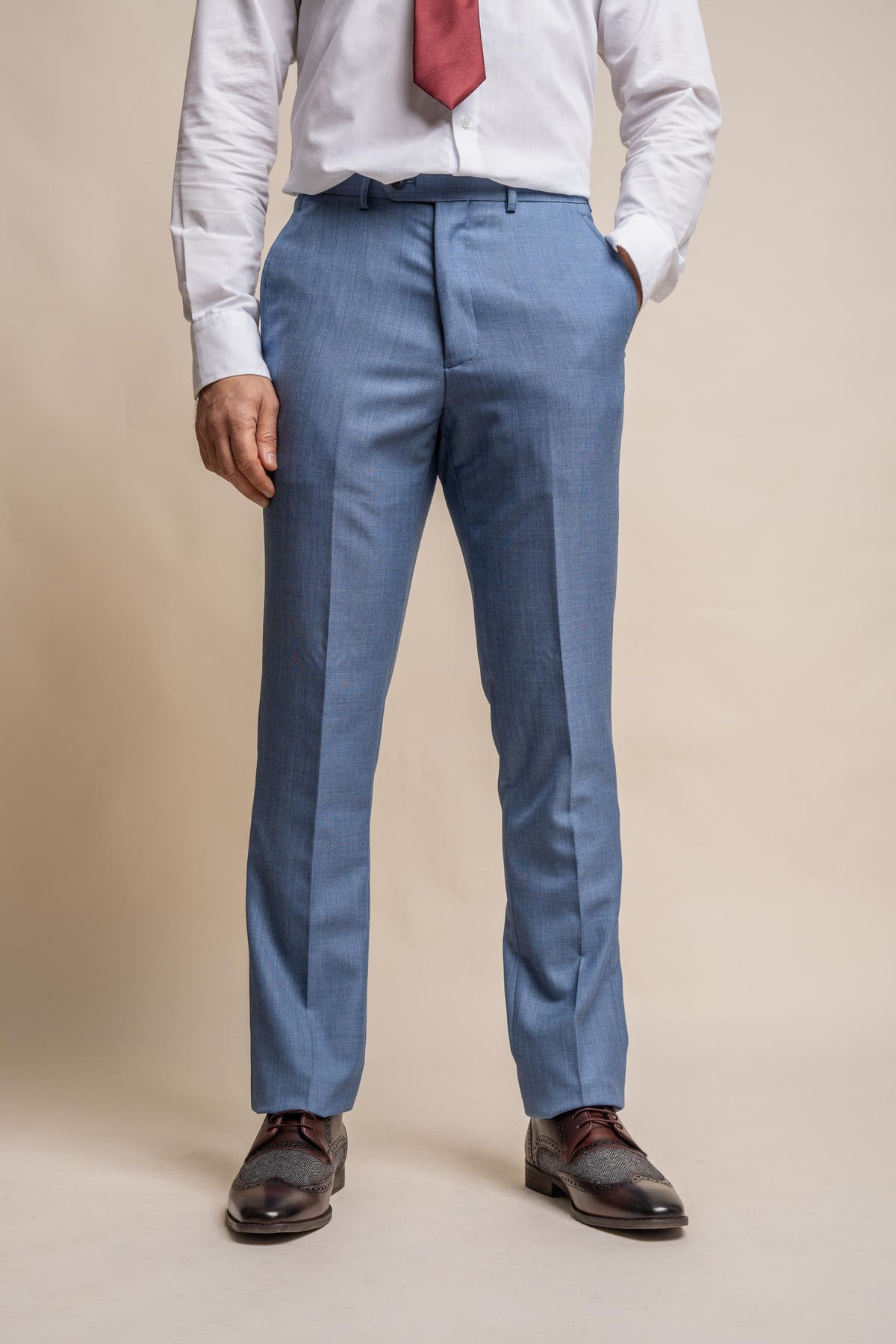 Men's Slim Fit Suit Trousers in Sky Blue | SIRRI
