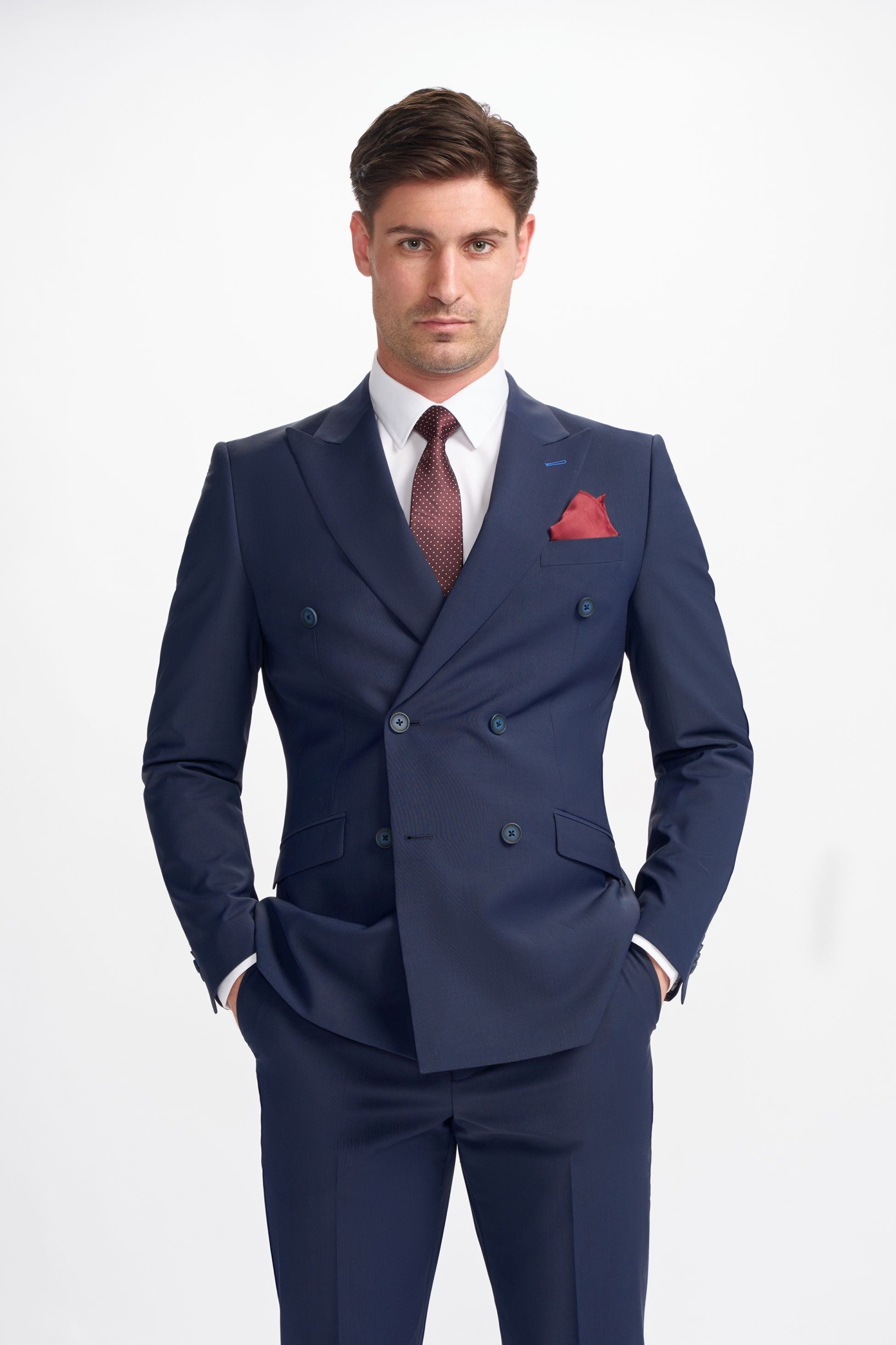 Men's Double-Breasted 2PC Suit in Navy | SIRRI