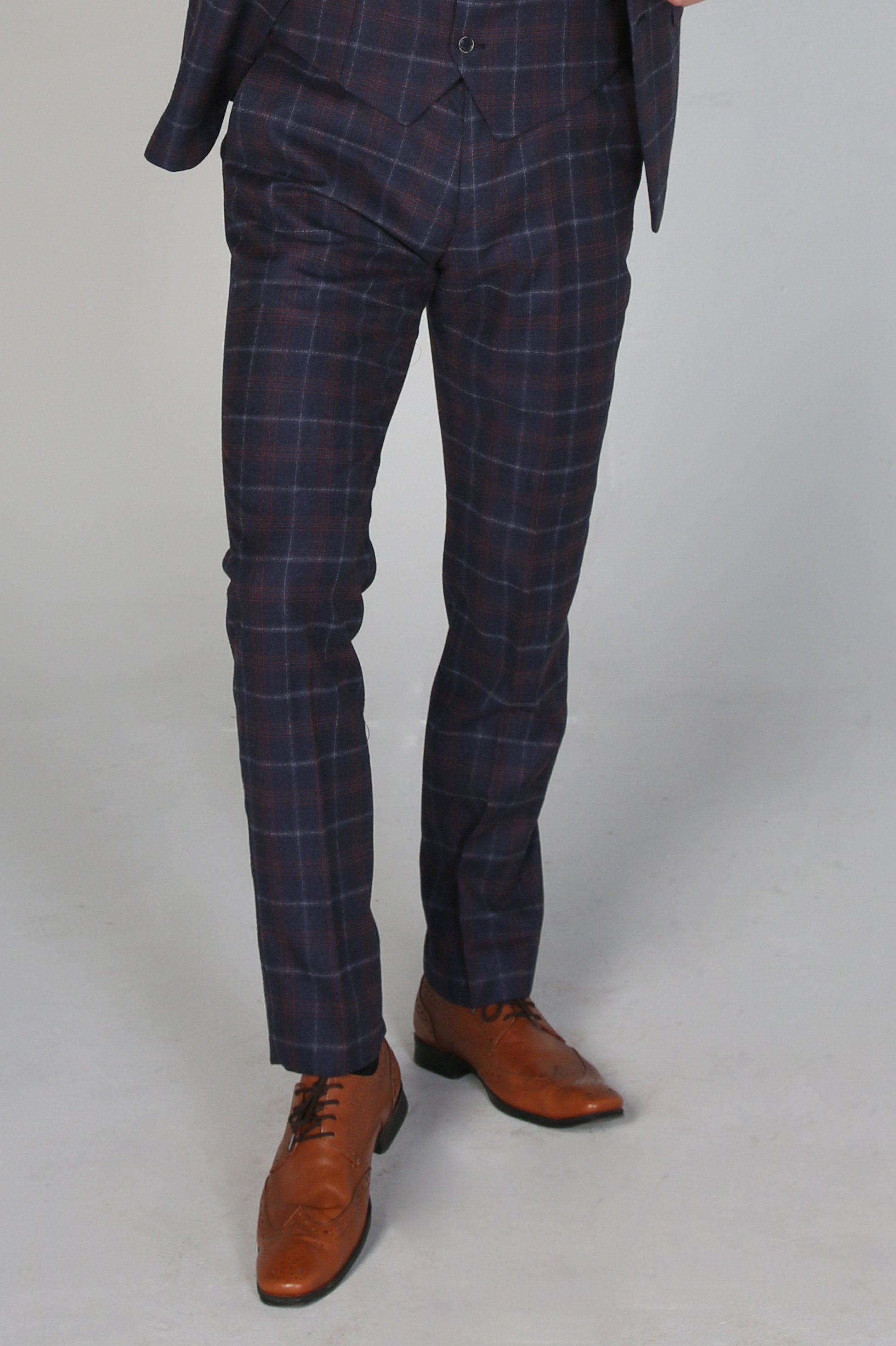 Checked Navy Blue Plaid Trousers | Sirri Men’s Formal Wear