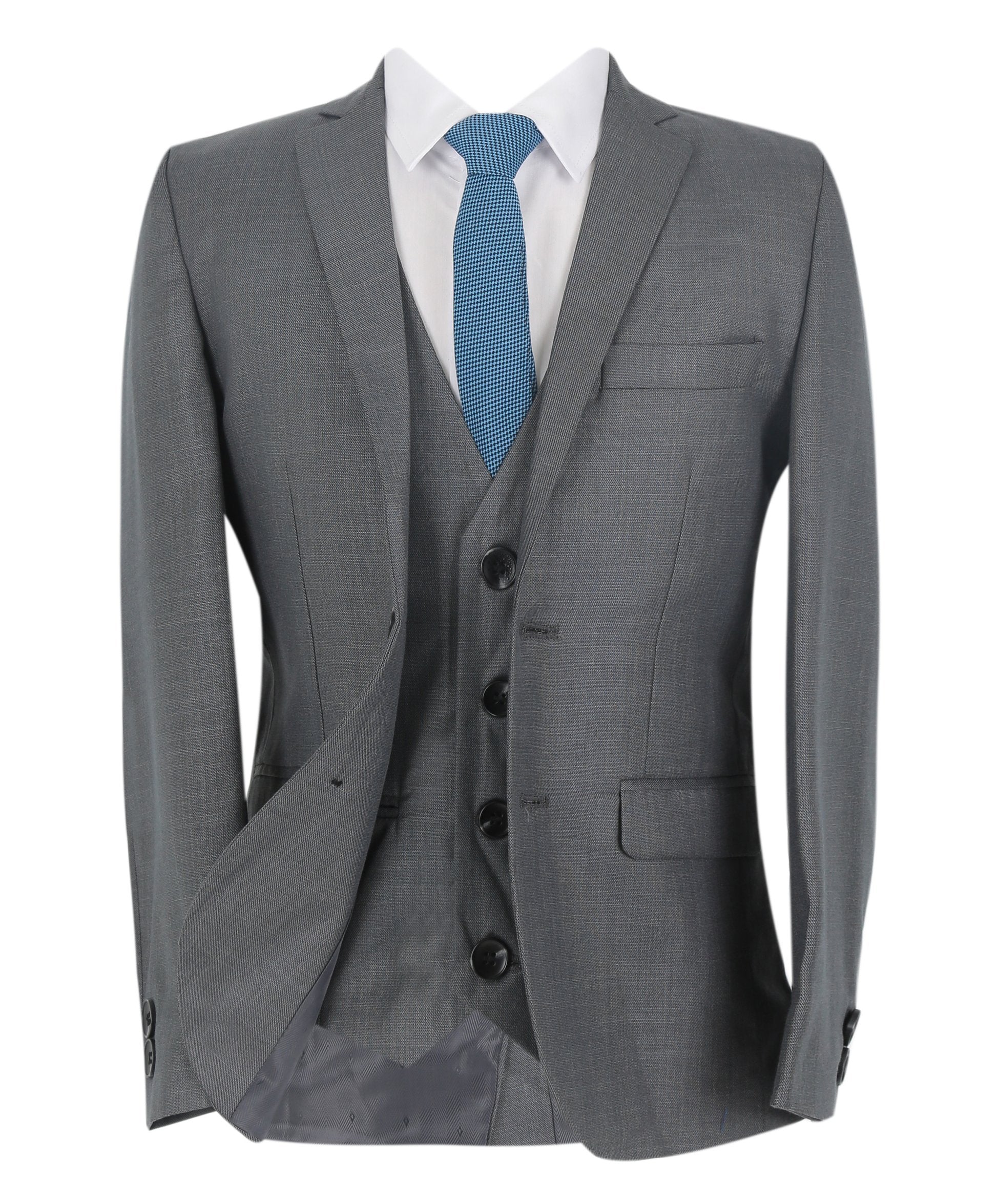 Boys wedding pageboy party prom 5 pc suit set in blue or grey | SIRRI ...