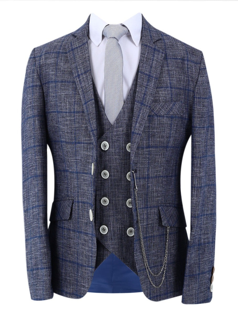 Boys Check Slim Fit Suit Formal 3 Piece Set | SIRRI
