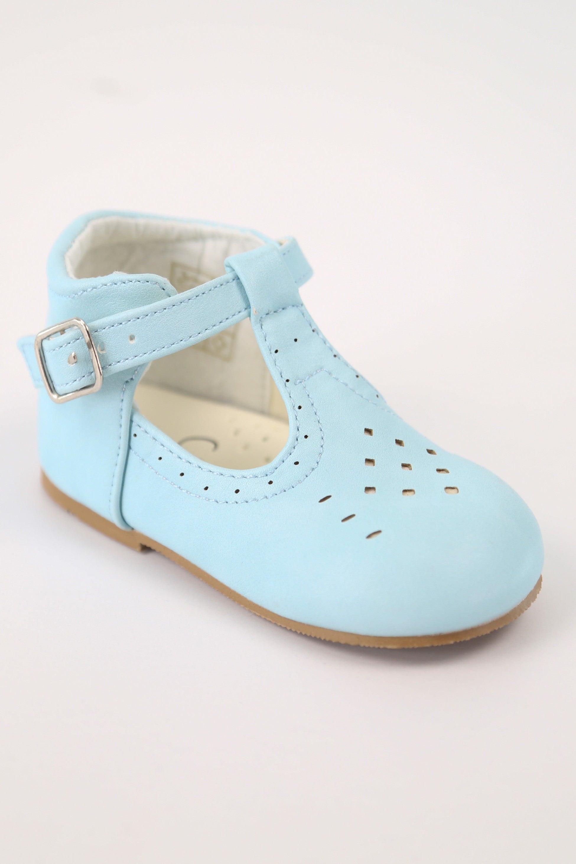 Unisex Buckled Perforated Leather Shoes| SIRRI Kids Footwear