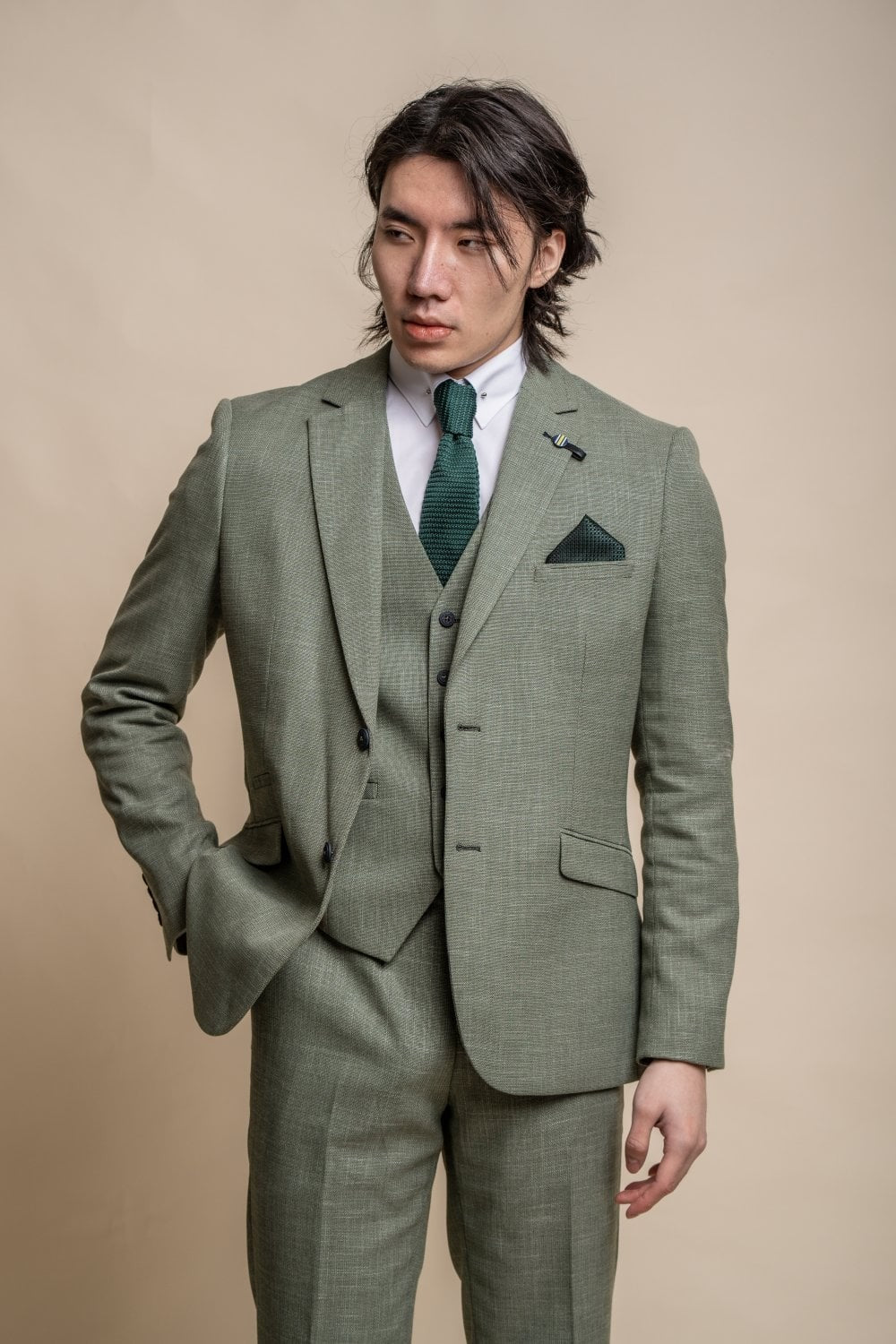 Men’s Slim Fit Formal Suit in Sage Green | Sirri
