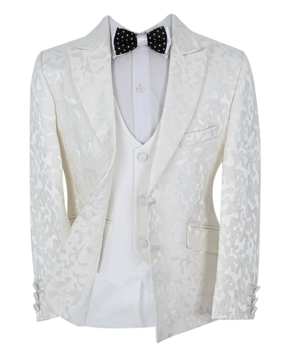 Boys Communion Patterned Slim Fit 3 Piece Suit Set | SIRRI