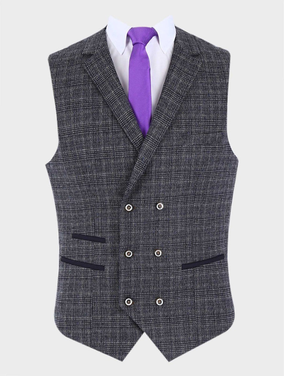 Men's Slim Fit Retro Prince Edward Check Blazer and Waistcoat Sold ...